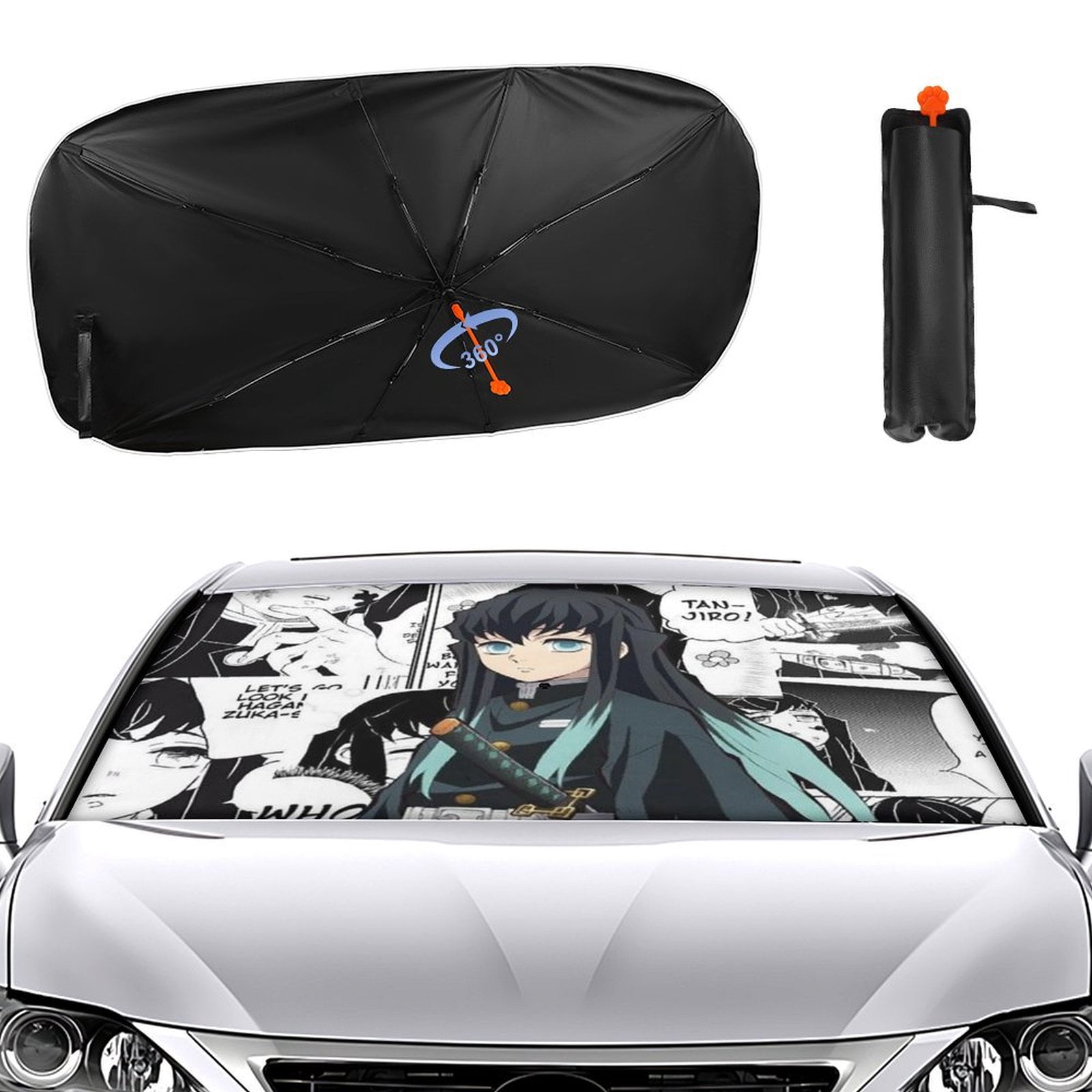 Demon Slayer Muichiro Tokito Windshield Sun Shade Umbrella - Foldable ...