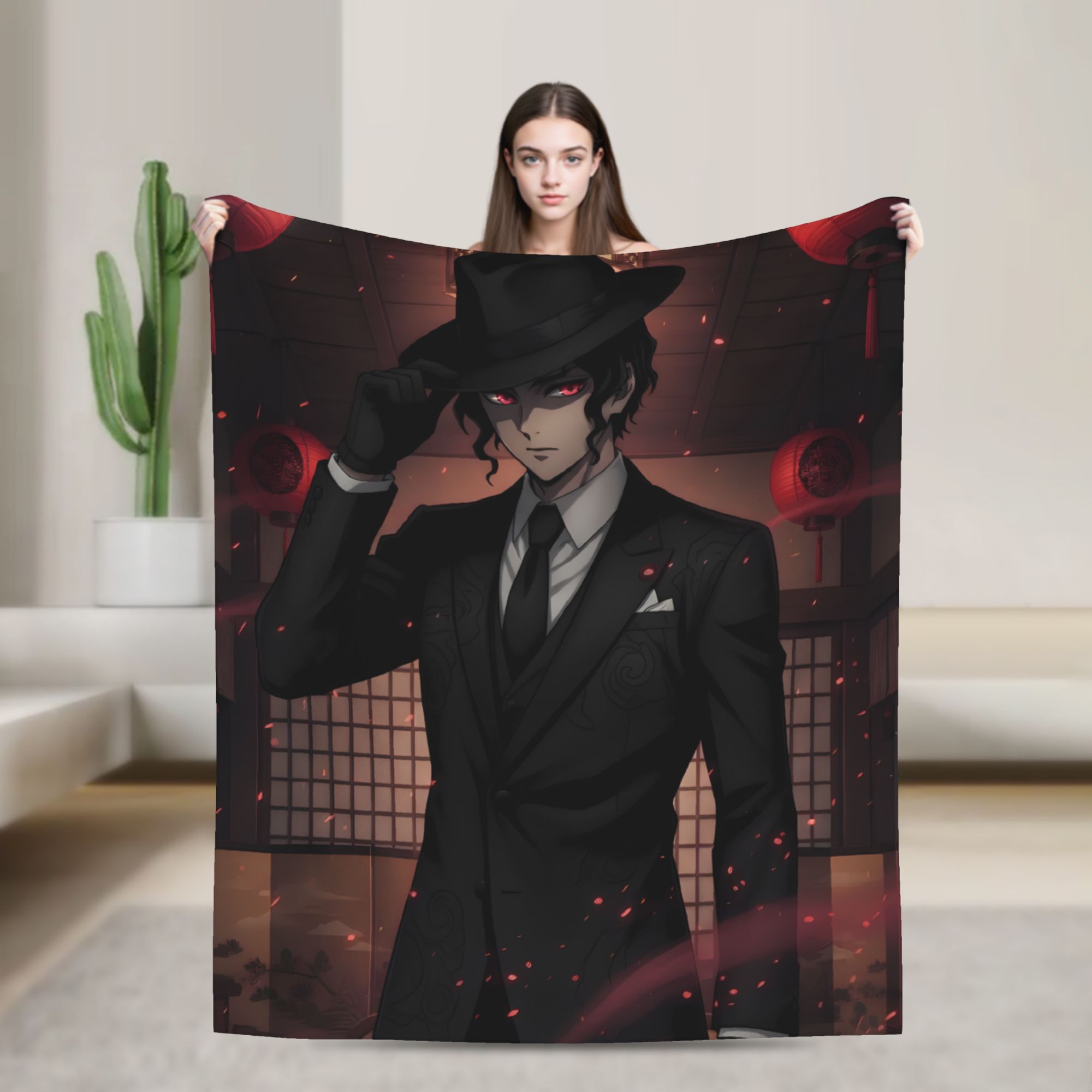 Demon Slayer Muzan Kibutsuji Anime Blanket - Soft Flannel Throw for ...