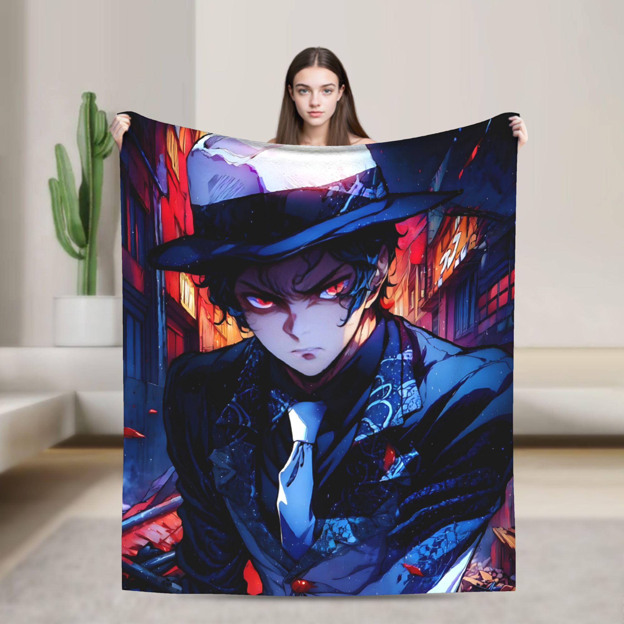 Demon Slayer Muzan Kibutsuji Anime Blanket - Soft Flannel Throw for ...