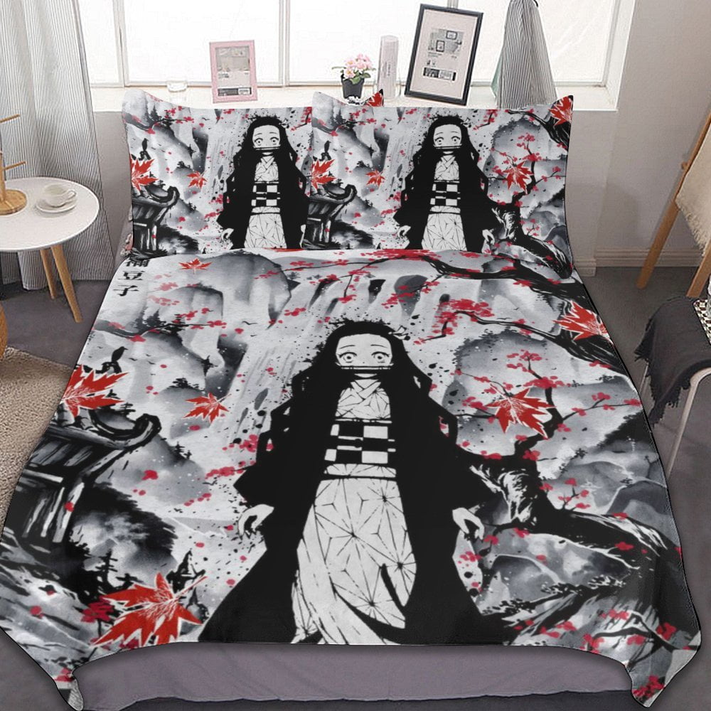 Demon Slayer Nezuko 3-Piece Bedding Set Warm And Comfortable Soft Duvet ...