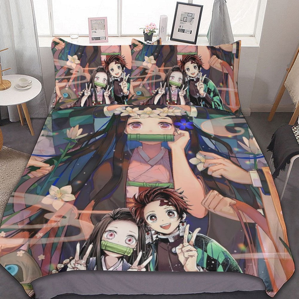 Demon Slayer Nezuko 3-Piece Bedding Set Warm And Comfortable Soft Duvet ...