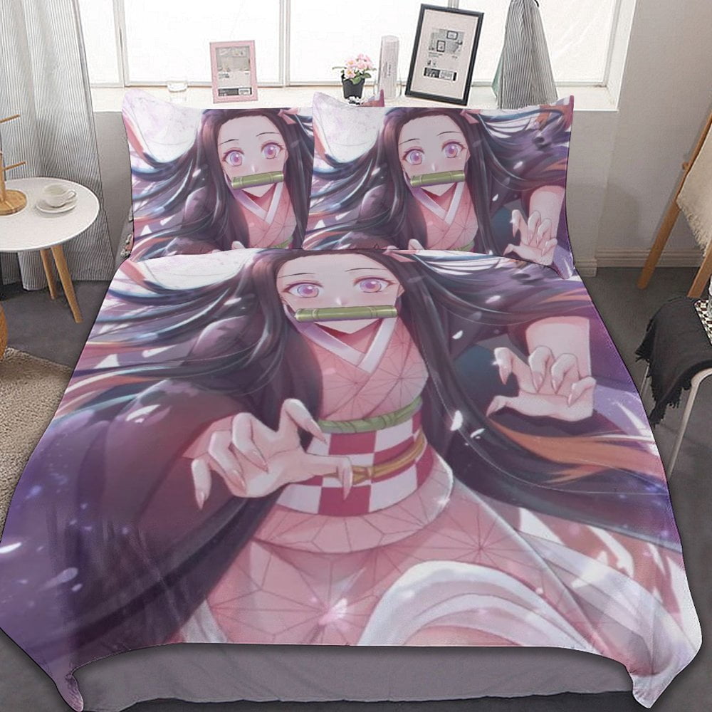 Demon Slayer Nezuko 3-Piece Bedding Set Warm And Comfortable Soft Duvet ...