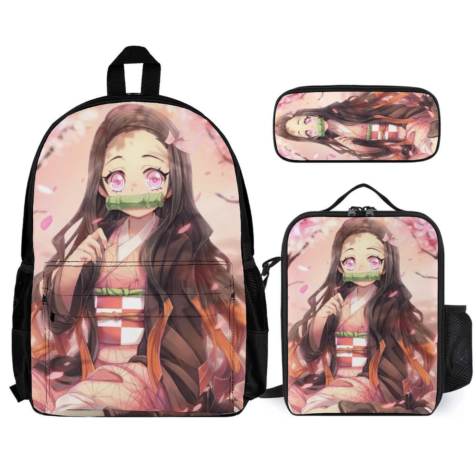 Demon Slayer Nezuko 3Pcs Backpacks Sets Book Bag with Lunch Bag And ...