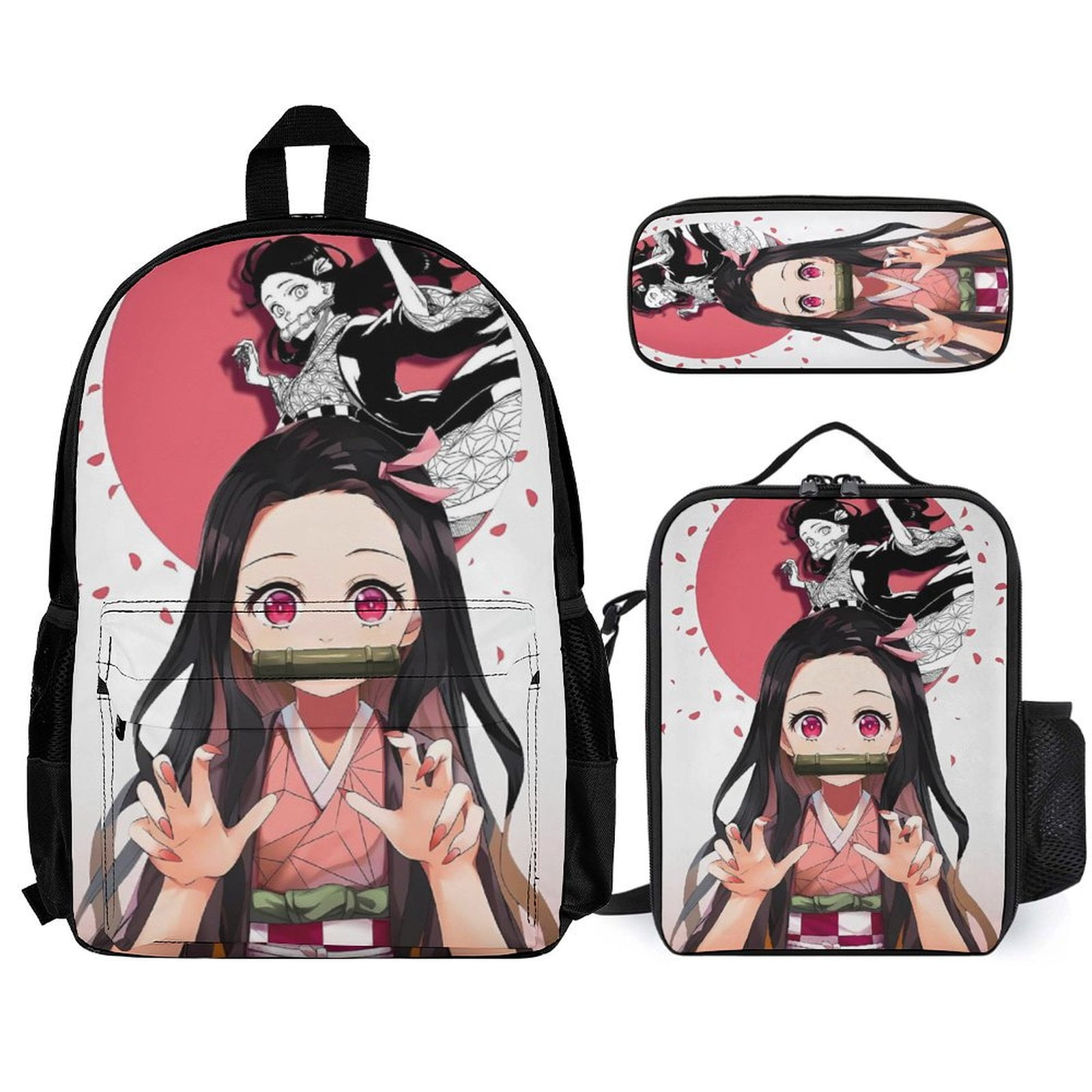 Demon Slayer Nezuko 3Pcs Backpacks Sets Book Bag with Lunch Bag And ...