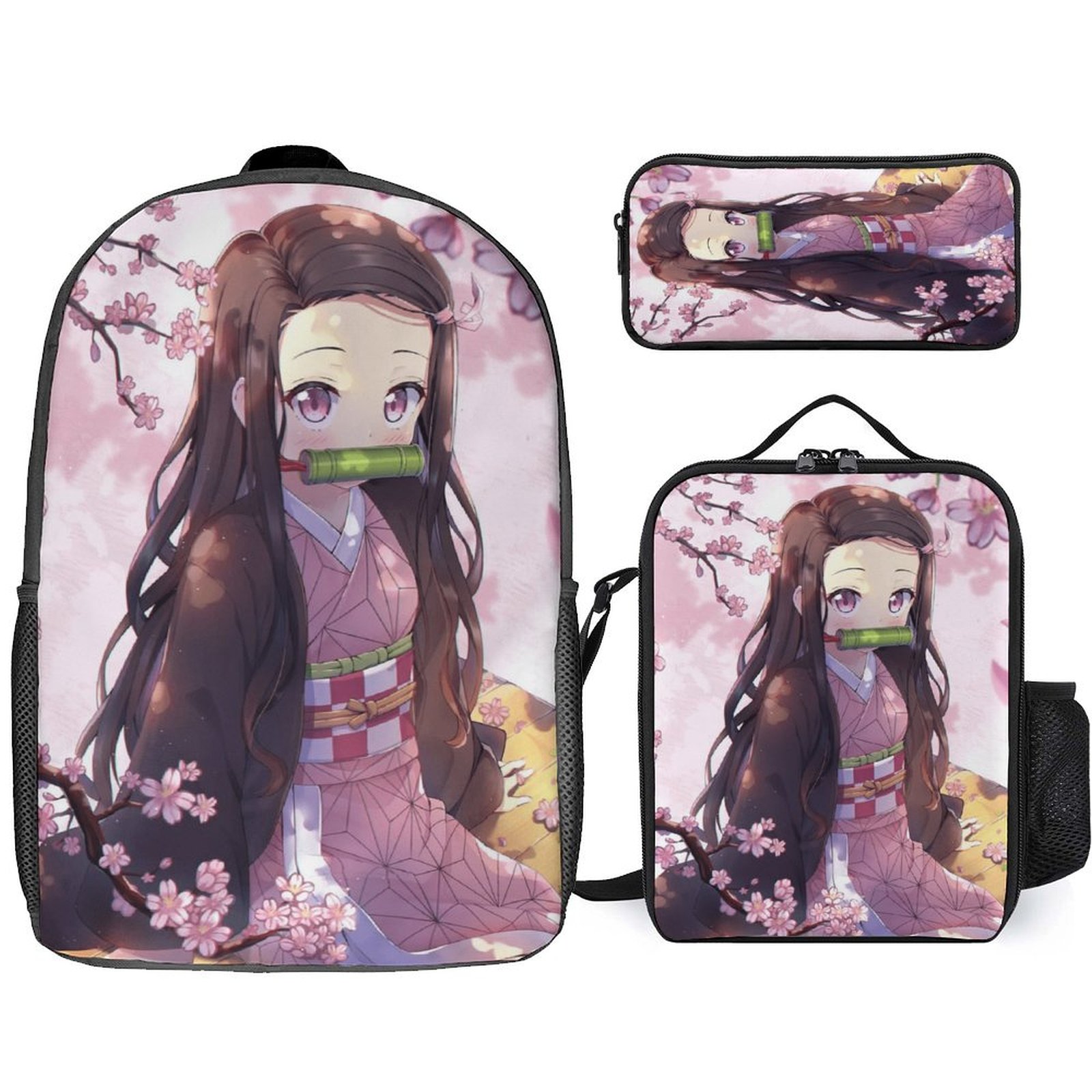 Demon Slayer Nezuko 3Pcs Backpacks Sets Book Bag with Lunch Bag And ...