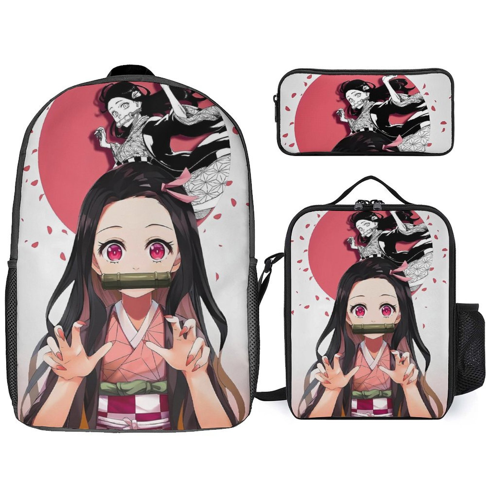 Demon Slayer Nezuko 3Pcs Backpacks Sets Bookbag with Lunch Bag And ...