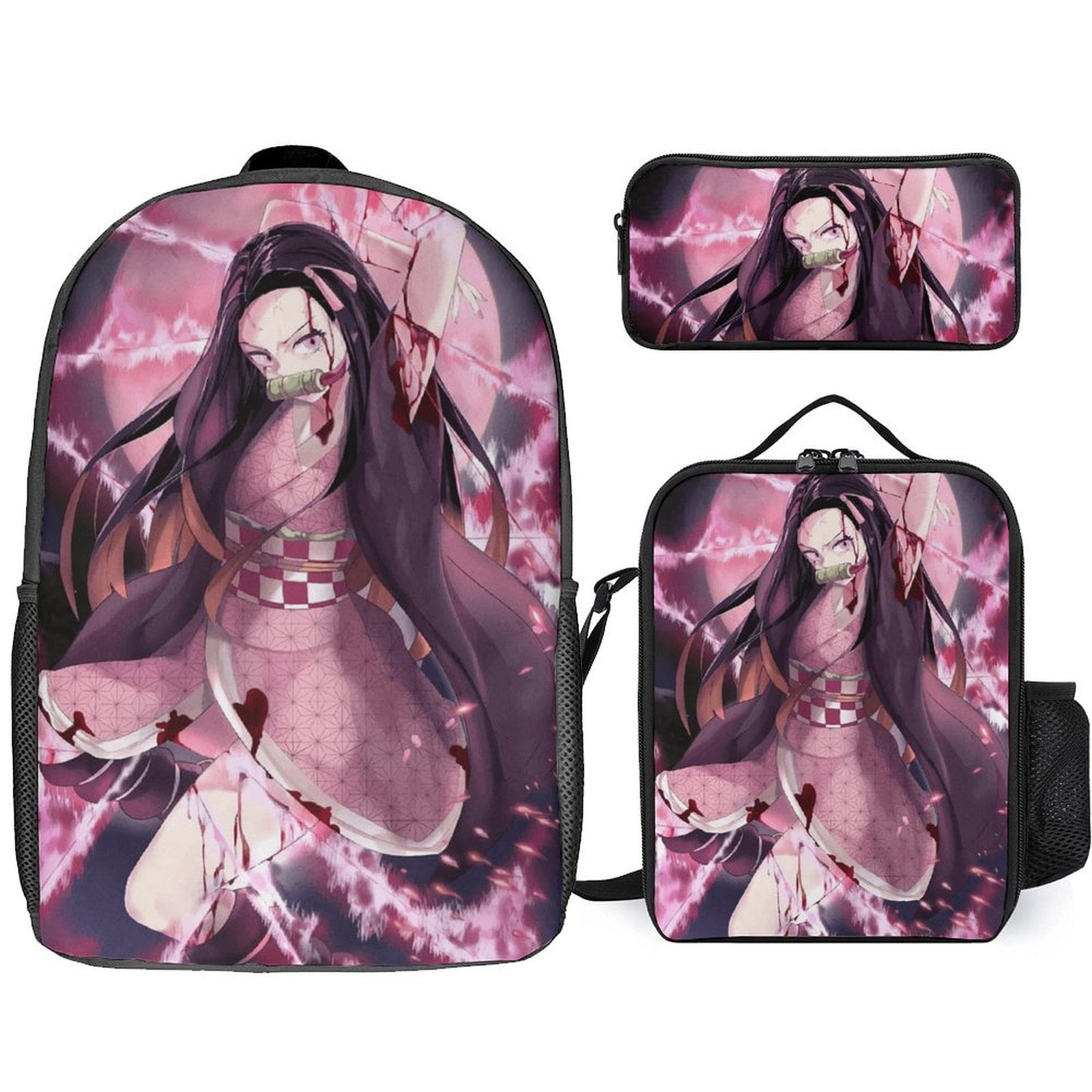 Demon Slayer Nezuko 3Pcs BookBag Backpacks Sets with Lunch Bag And ...