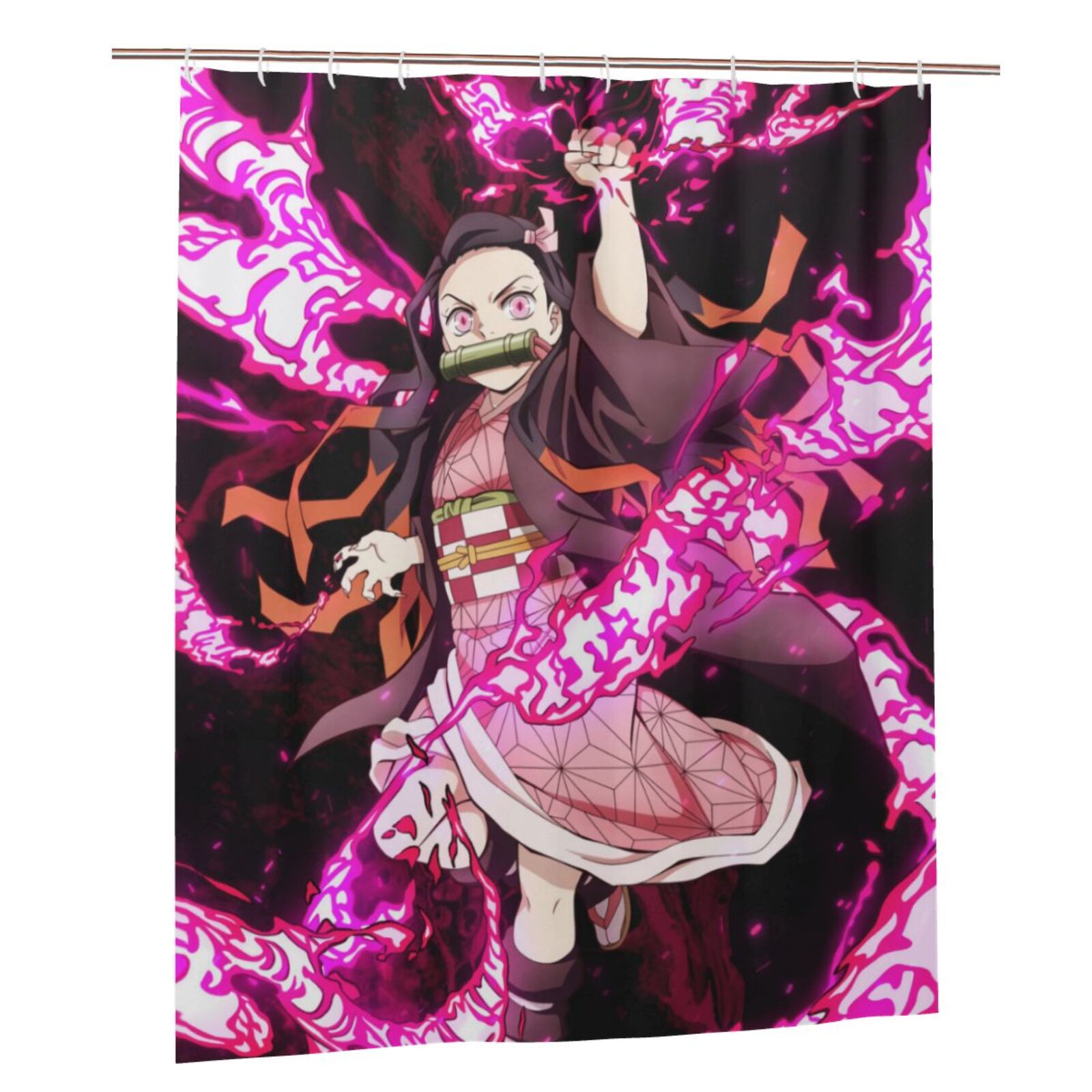 Demon Slayer Nezuko Anime Shower Curtain Bathroom Accessories Decor ...