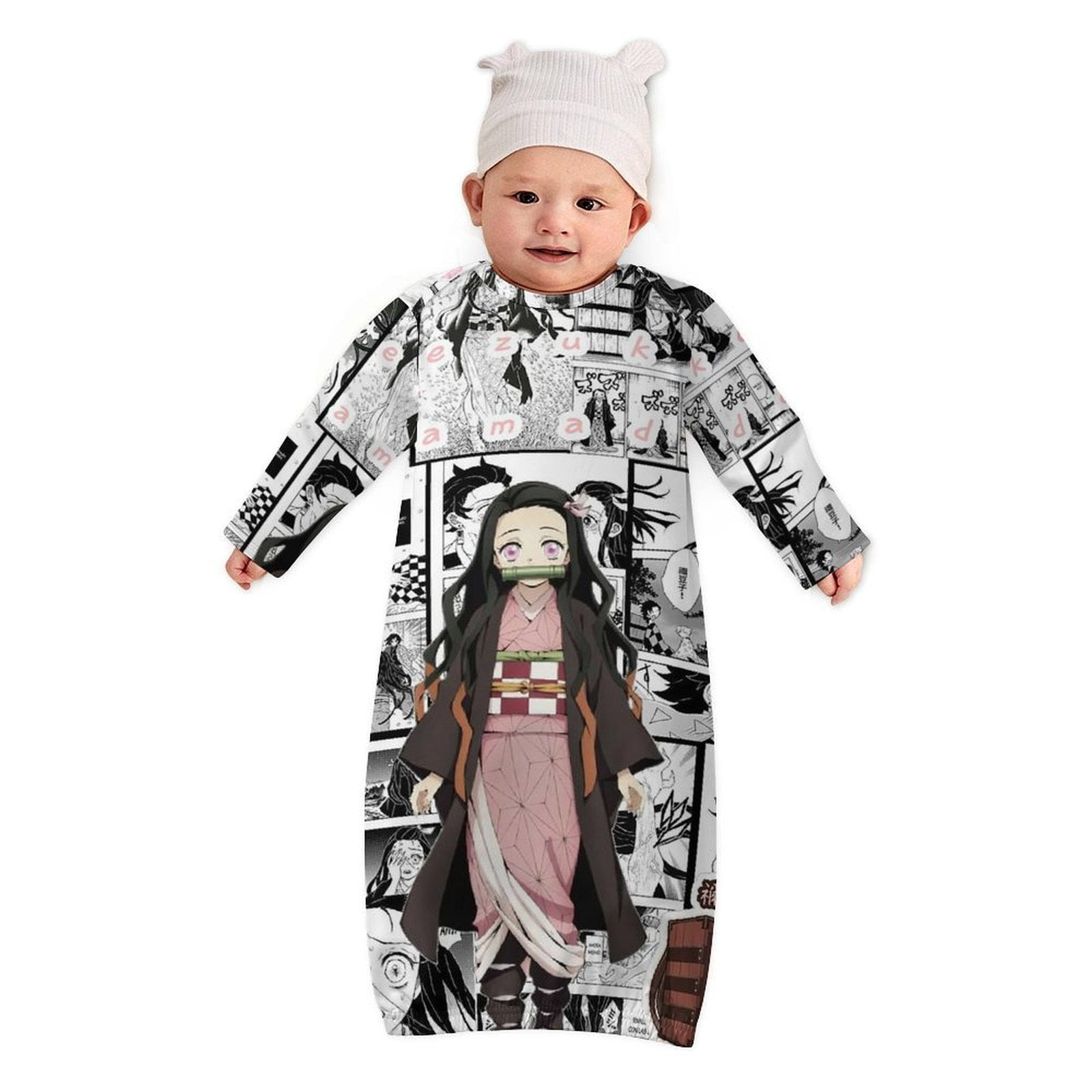 Demon Slayer Nezuko Baby Boy And Girls Sleeper Gown Newborn to Infant ...