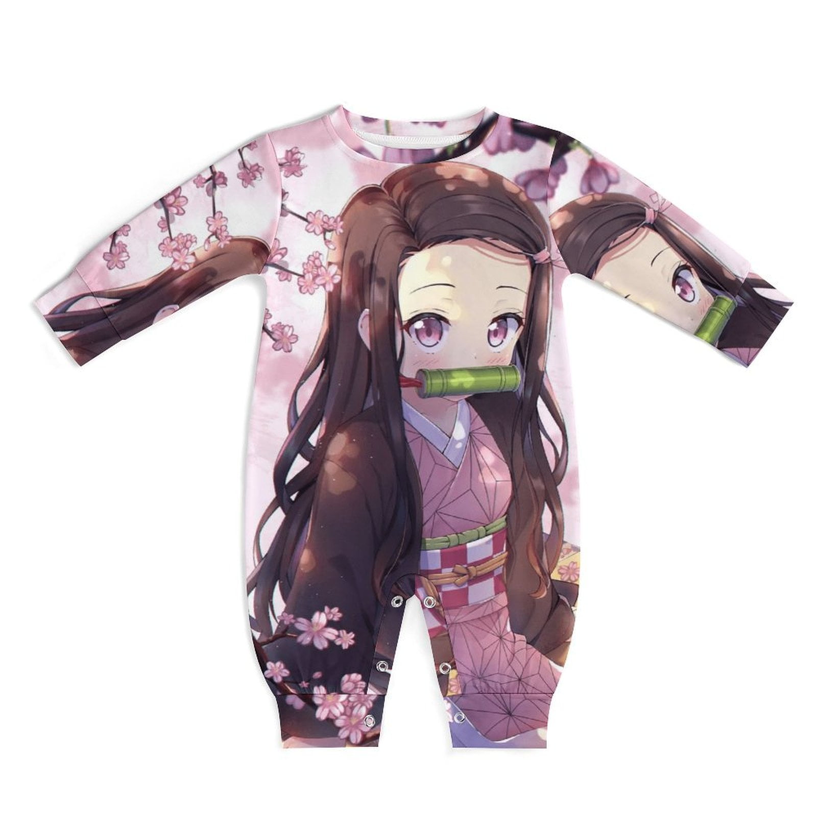 Demon Slayer Nezuko Baby Onesie Romper Footless Infant Long Sleeve ...