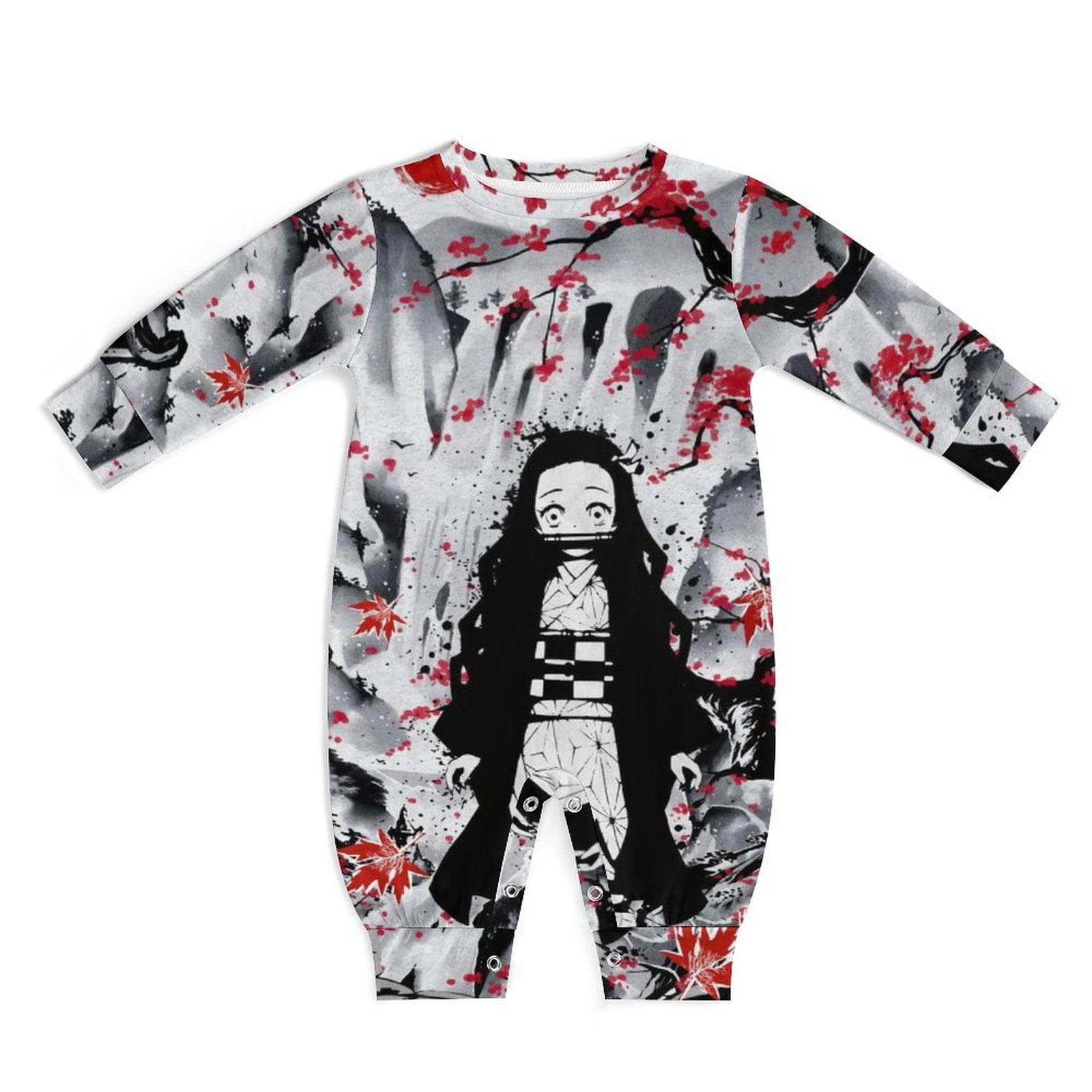 Demon Slayer Nezuko Baby Onesie Romper Footless Infant Long Sleeve ...
