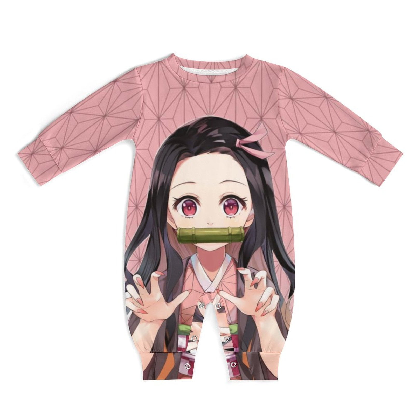 Demon Slayer Nezuko Baby Onesie Romper Footless Infant Long Sleeve ...