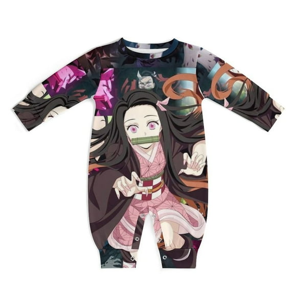 Demon Slayer Nezuko Baby Rompers One-Piece Kid's Long Sleeve Jumpsuit ...