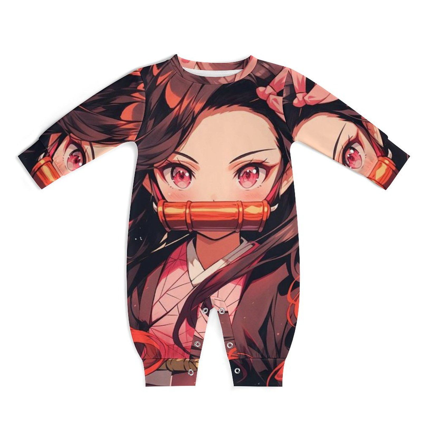 Demon Slayer Nezuko Baby Rompers One-Piece Kid's Long Sleeve Jumpsuit ...