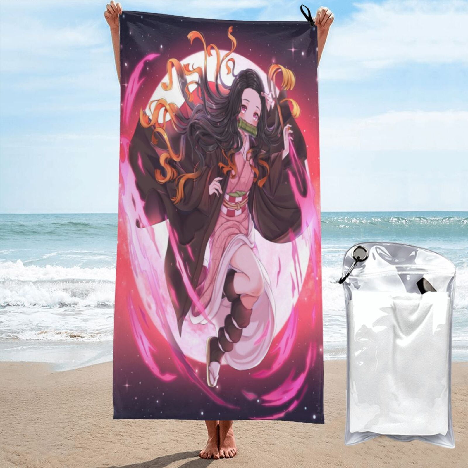 Demon Slayer Nezuko Beach Towel Absorbent Large Towel 3D Cartoon Towel ...