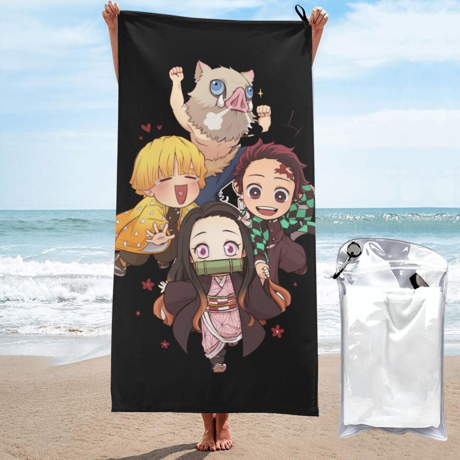 Demon Slayer Nezuko Beach Towel Absorbent Large Towel 3D Cartoon Towel ...