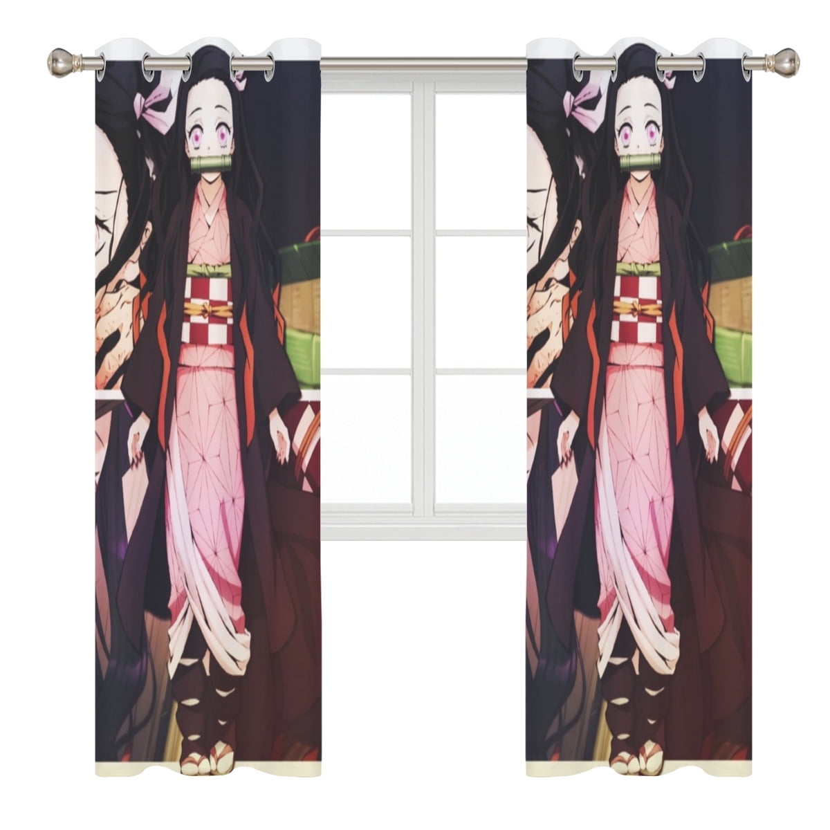 Demon Slayer Nezuko Blackout Room Curtains Bedroom Kids Curtains ...