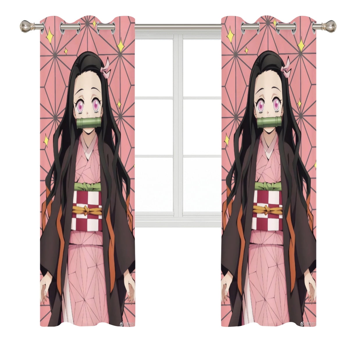 Demon Slayer Nezuko Blackout Room Curtains Bedroom Kids Curtains ...