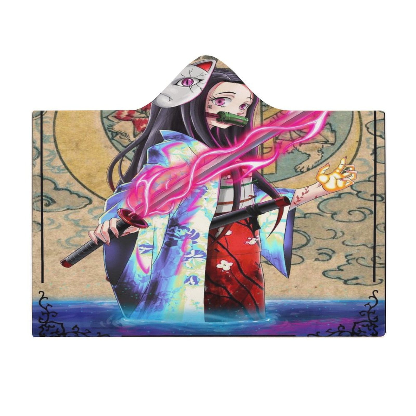 Demon Slayer Nezuko Blanket Wearable Cartoon Cosplay Hoodie Throw ...