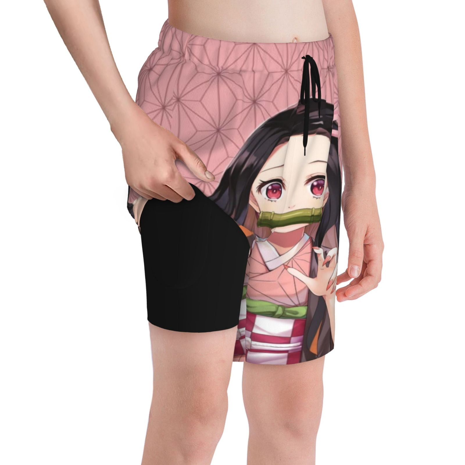 Demon Slayer Nezuko Boys Swim Trunks Compression Liner Swim Shorts ...