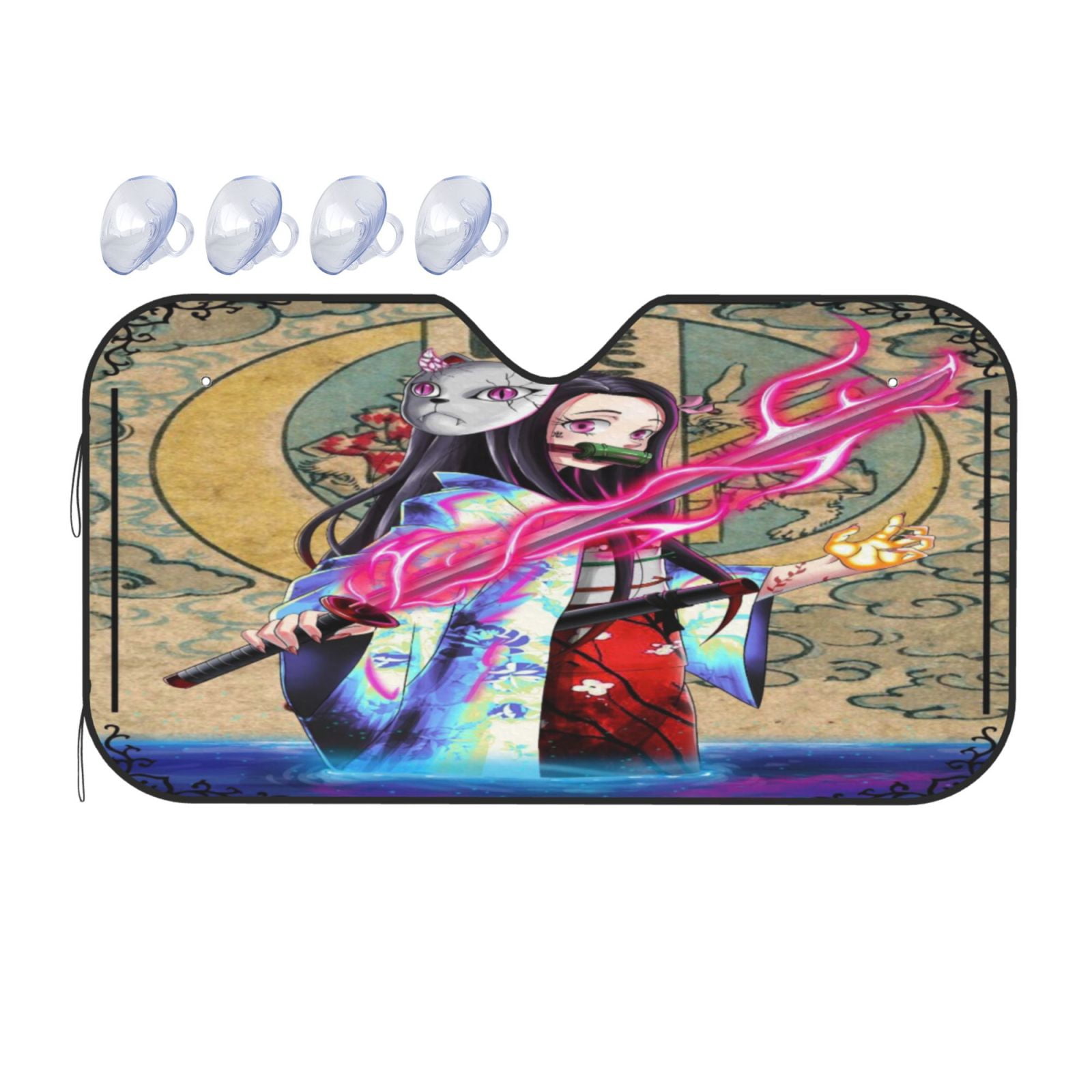 Demon Slayer Nezuko Car Sunshade Front Windshield Sun Shades Foldable ...
