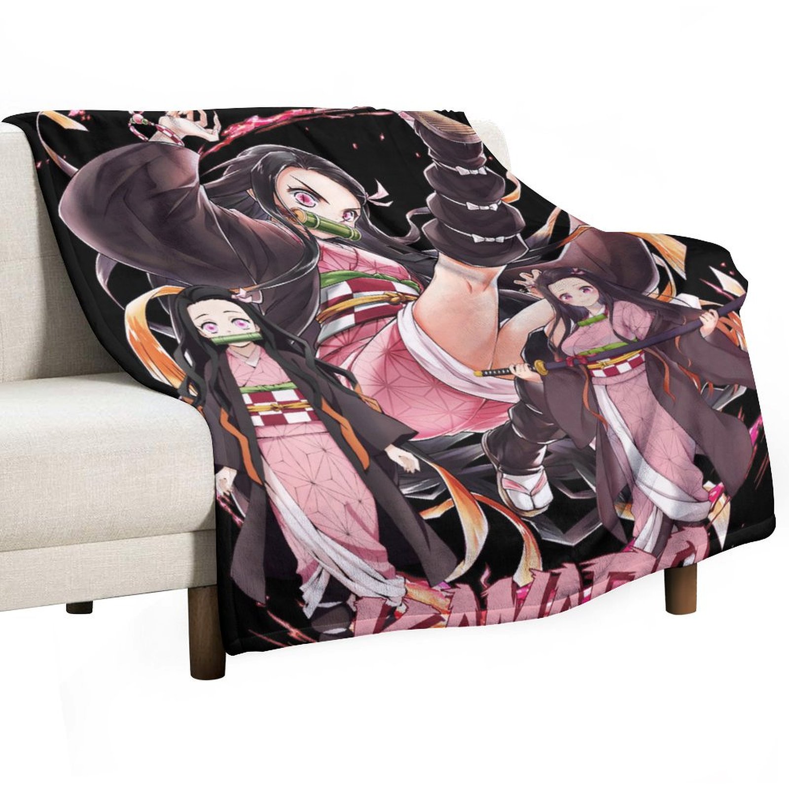 Demon Slayer Nezuko Character Fuzzy Ultra-Soft Micro Fleece Blanket All ...