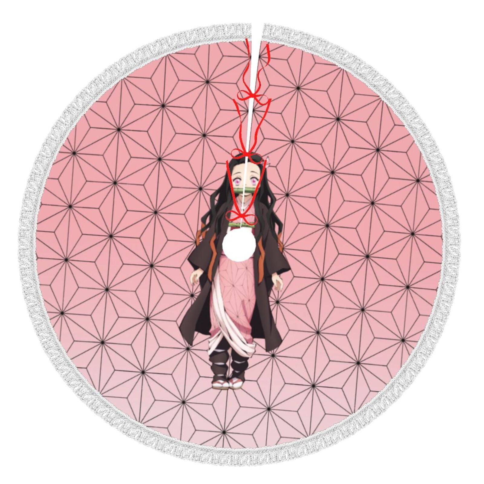 Demon Slayer Nezuko Christmas Tree Skirt with Tassel Xmas Tree Skirt ...