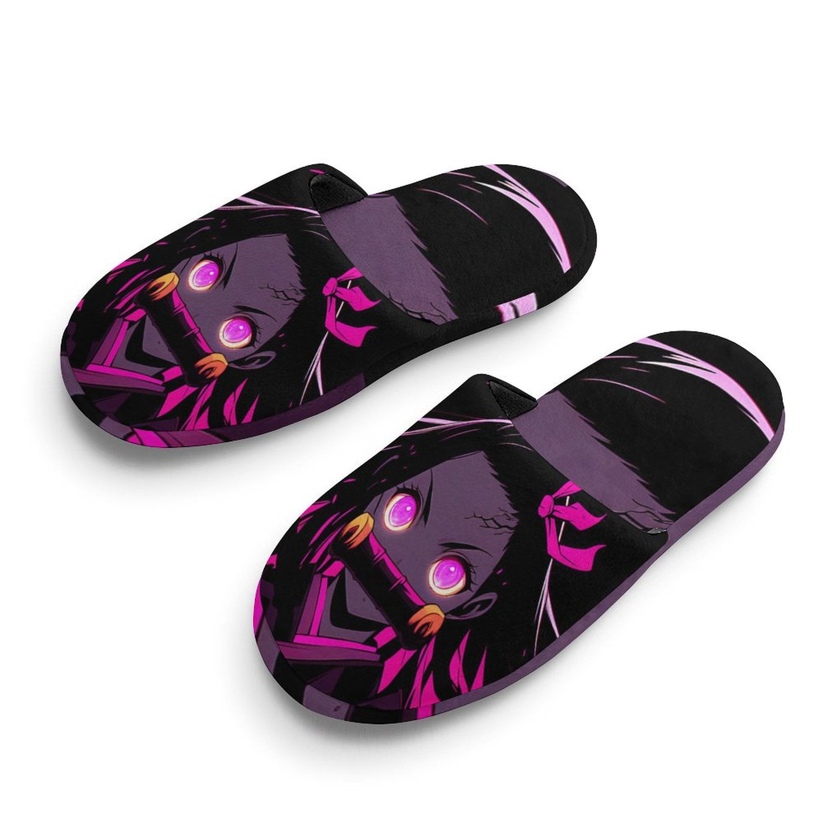Demon Slayer Nezuko Cotton Slippers For Kids Flannel Plush Fluffy Warm ...