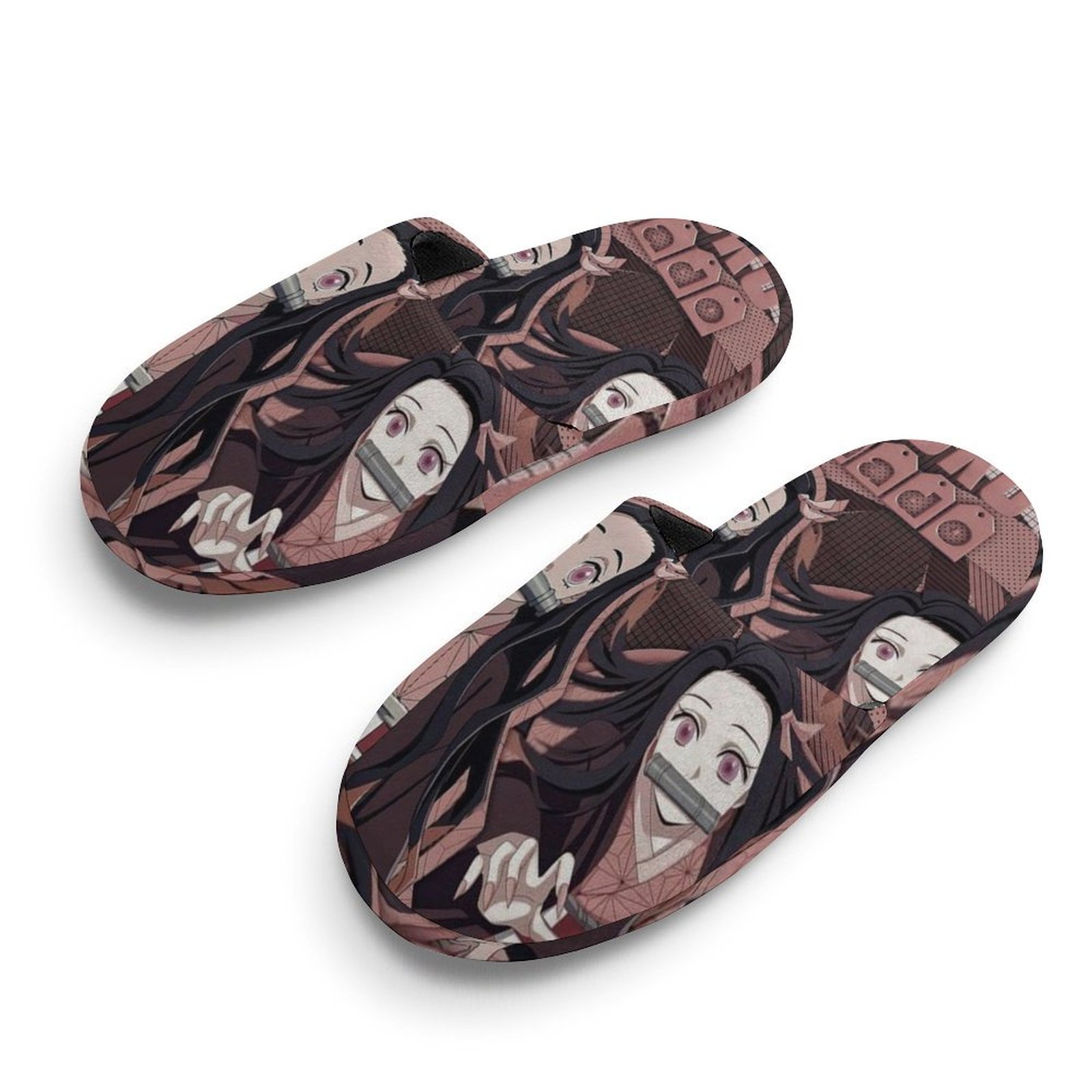 Demon Slayer Nezuko Cotton Slippers For Kids Flannel Plush Fluffy Warm ...