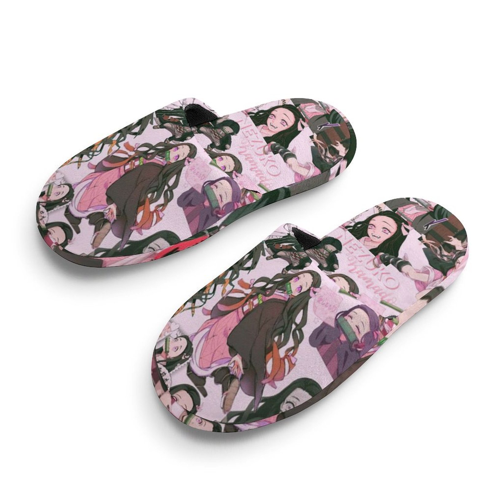 Demon Slayer Nezuko Cotton Slippers For Kids Flannel Plush Fluffy Warm ...