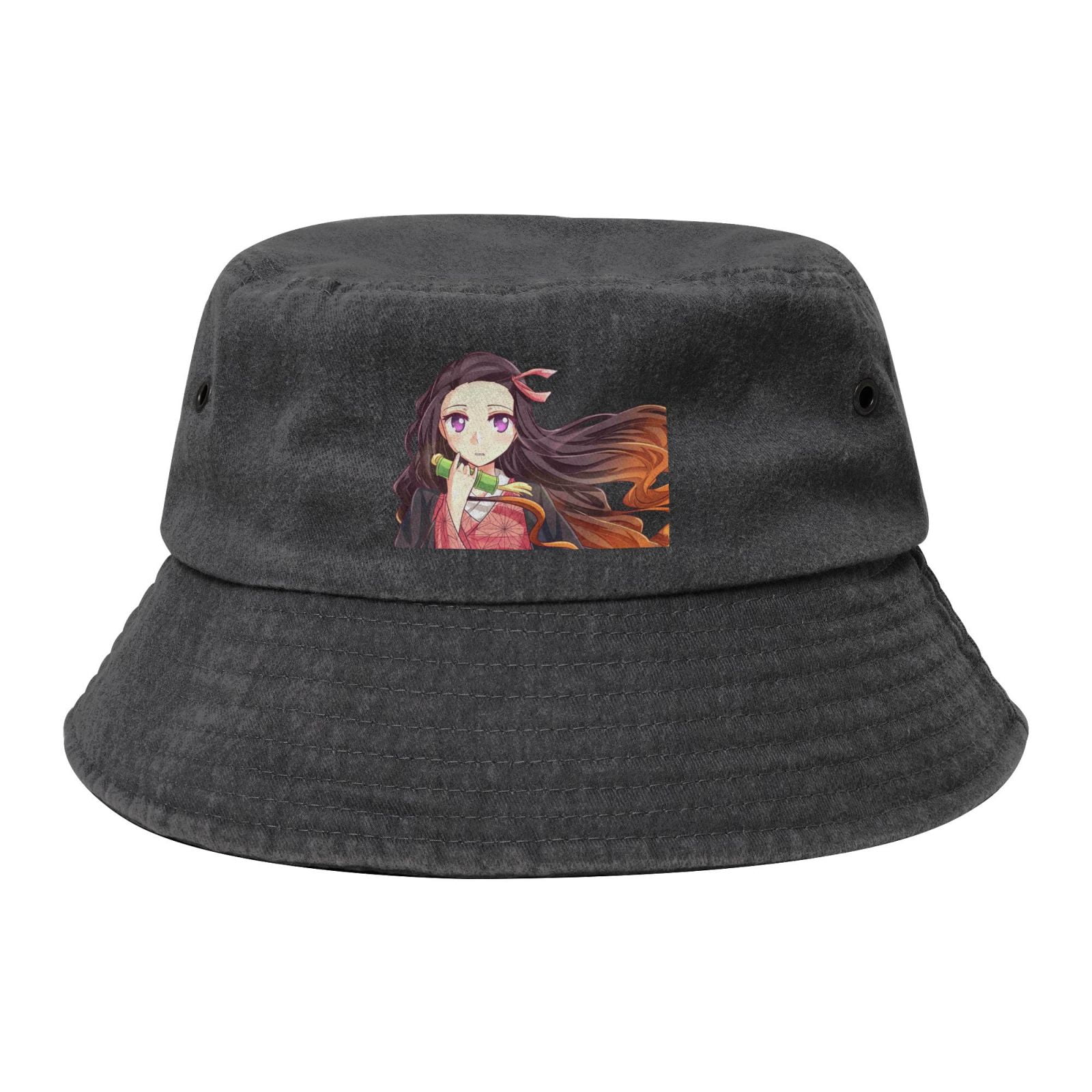 Demon Slayer Nezuko Cowboy Fisherman Hat Bucket Hat Washed Denim Cotton ...