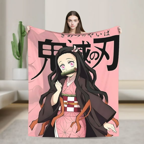Demon Slayer Nezuko Cute Anime Blanket - Soft Warm Flannel Throw for ...