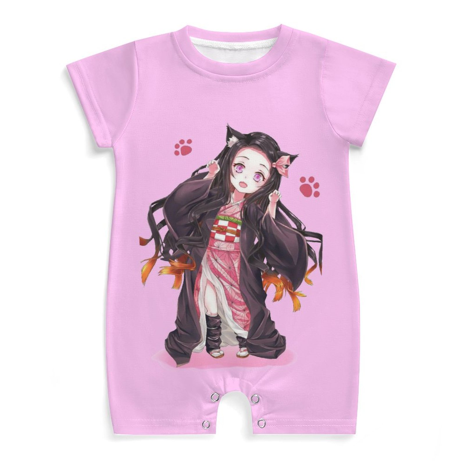 Demon Slayer Nezuko Cute Baby One-Piece Rompers Summer Short Sleeve ...