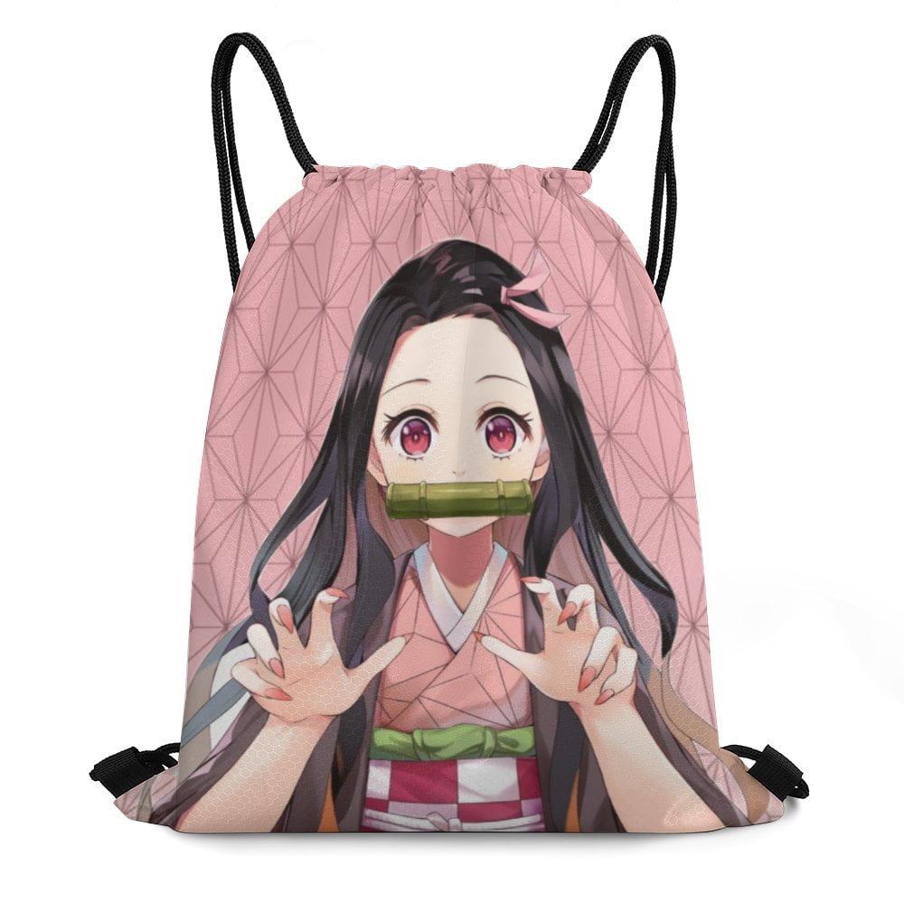 Demon Slayer Nezuko Drawstring Backpack Sports Gym Bag Water Resistant ...