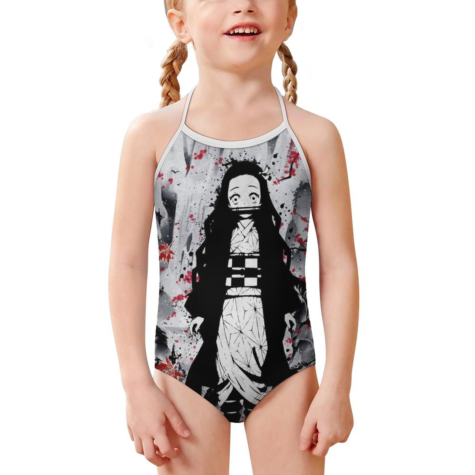 Demon Slayer Nezuko Girls One Piece Swimsuits Summer Beach Bathing Suit ...