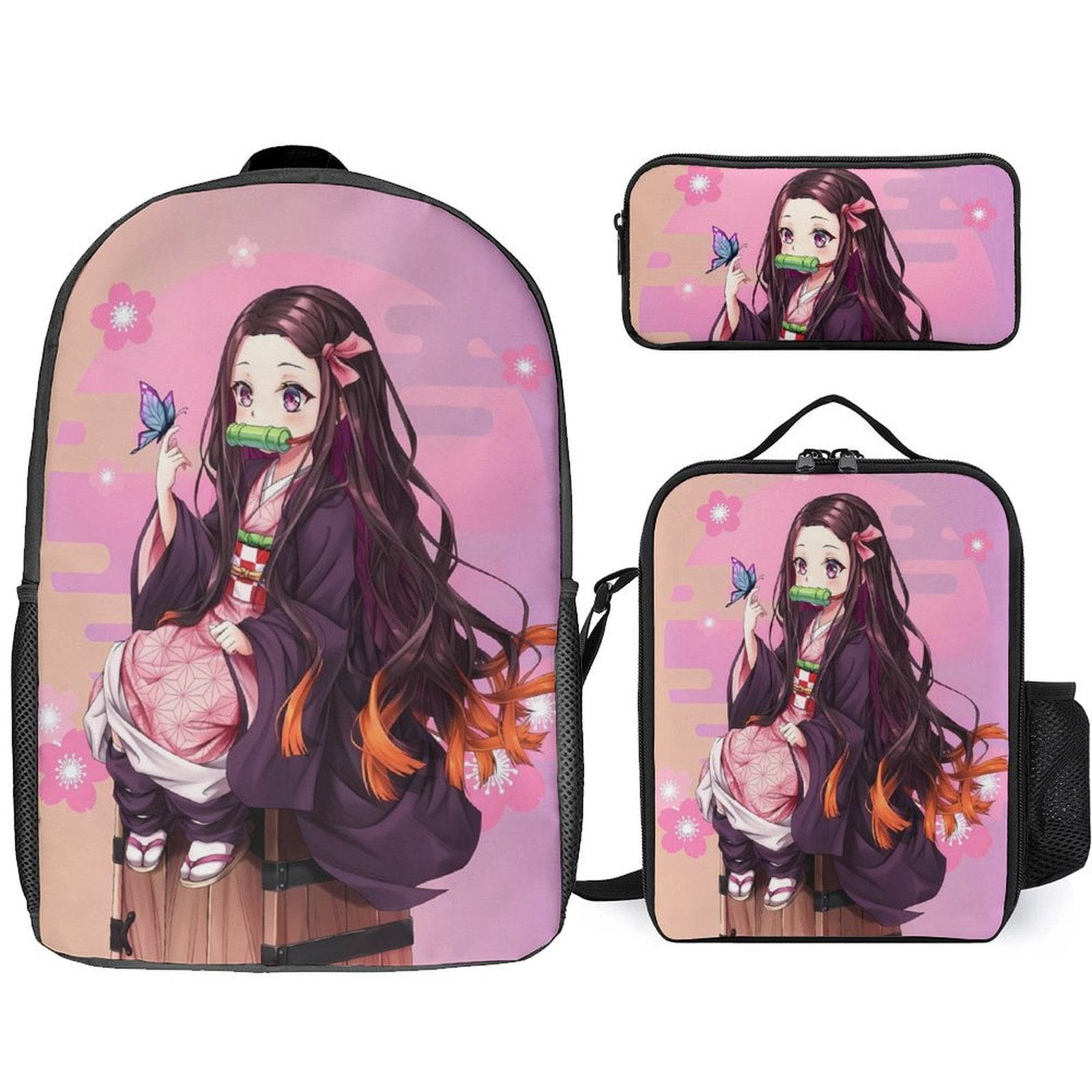 Demon Slayer Nezuko Kamado 3 Piece Backpack Set with Lunch Bag Pencil ...
