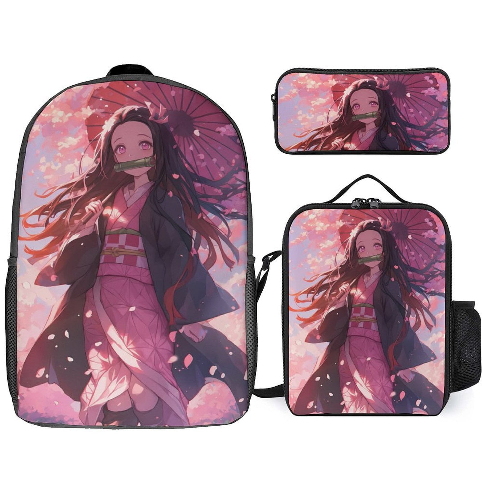 Demon Slayer Nezuko Kamado 3 Piece Backpack Set with Lunch Bag Pencil ...