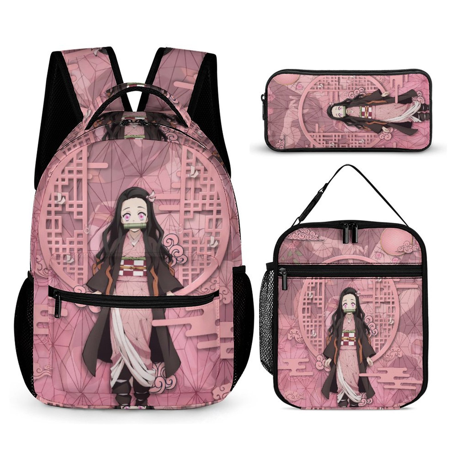 Demon Slayer Nezuko Kamado 3Pcs Backpacks Sets with Lunch Bag And ...