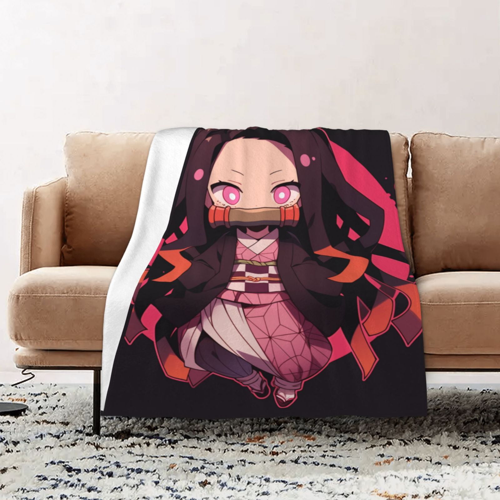 Demon Slayer Nezuko Kamado Blanket Soft Fuzzy Fleece Anti-pilling ...