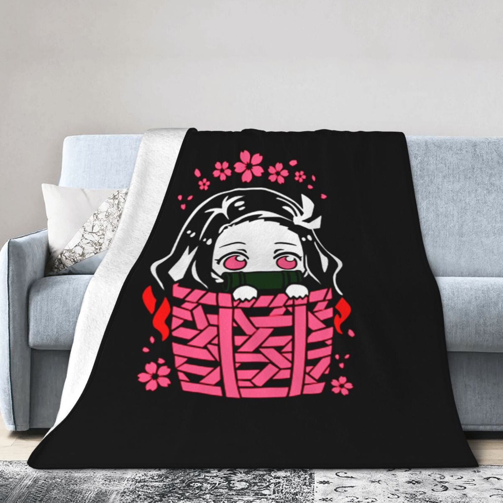 Demon Slayer Nezuko Kamado Chibi Box Design Sherpa Fleece Blanket, Soft ...