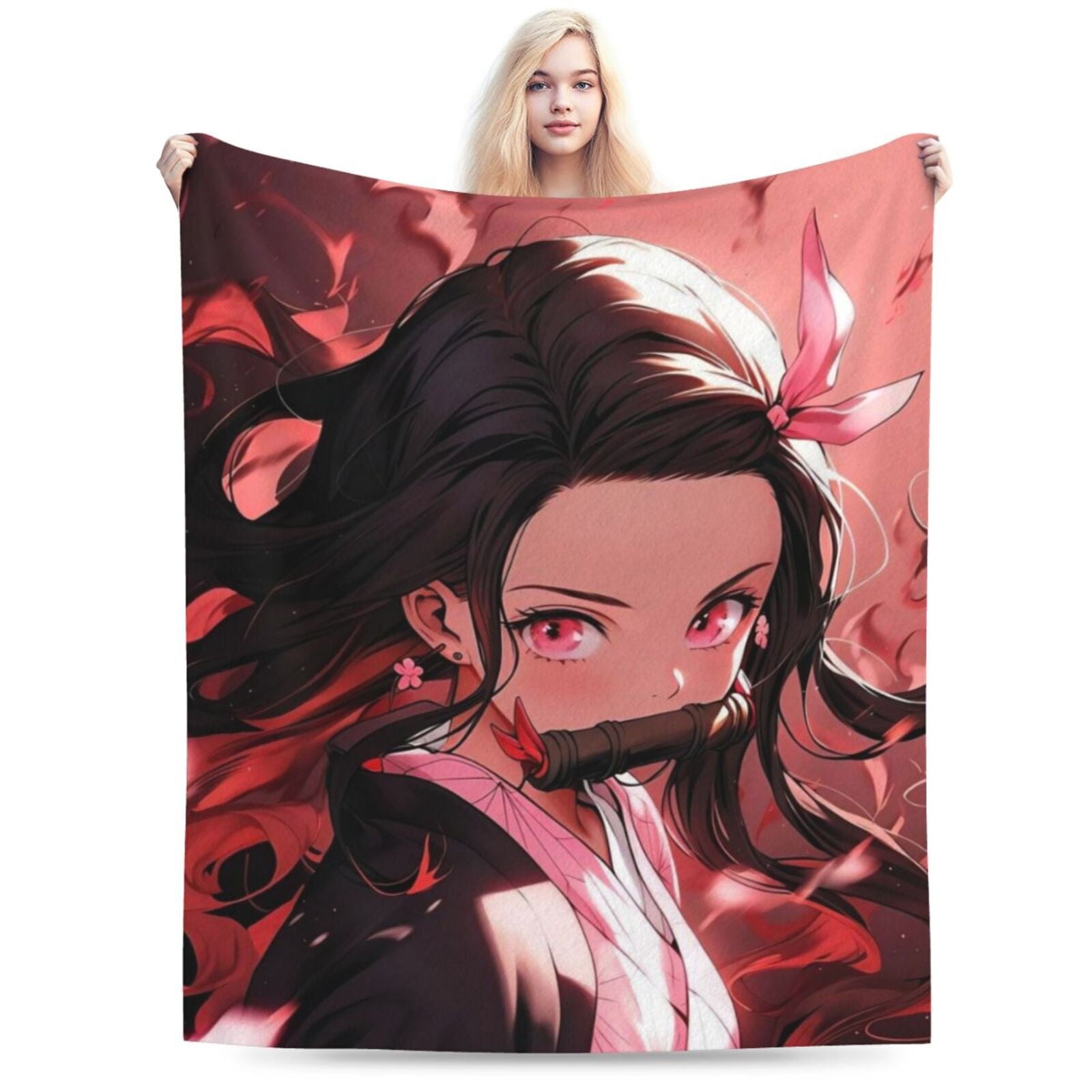 Demon Slayer Nezuko Kamado Demon Form Cherry Blossom Pattern Sherpa ...