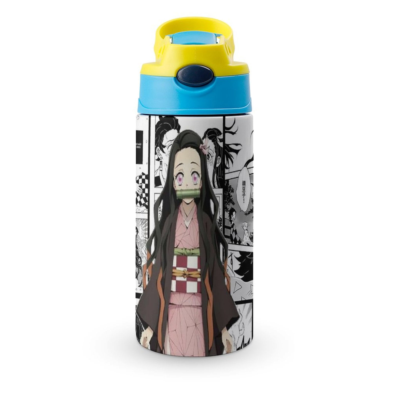 Demon Slayer Nezuko Kamado Kids Water Bottle with Silicone Straw And ...