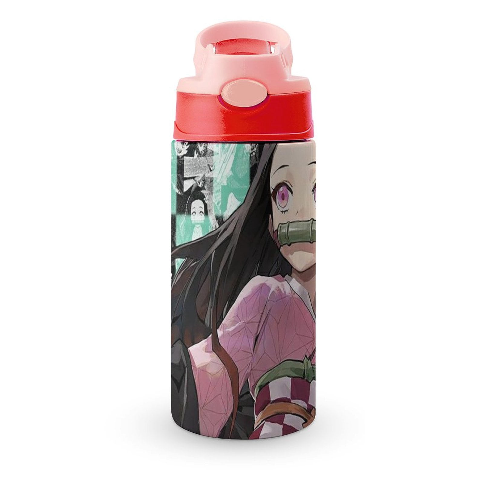 Demon Slayer Nezuko Kamado Kids Water Bottle with Silicone Straw And ...