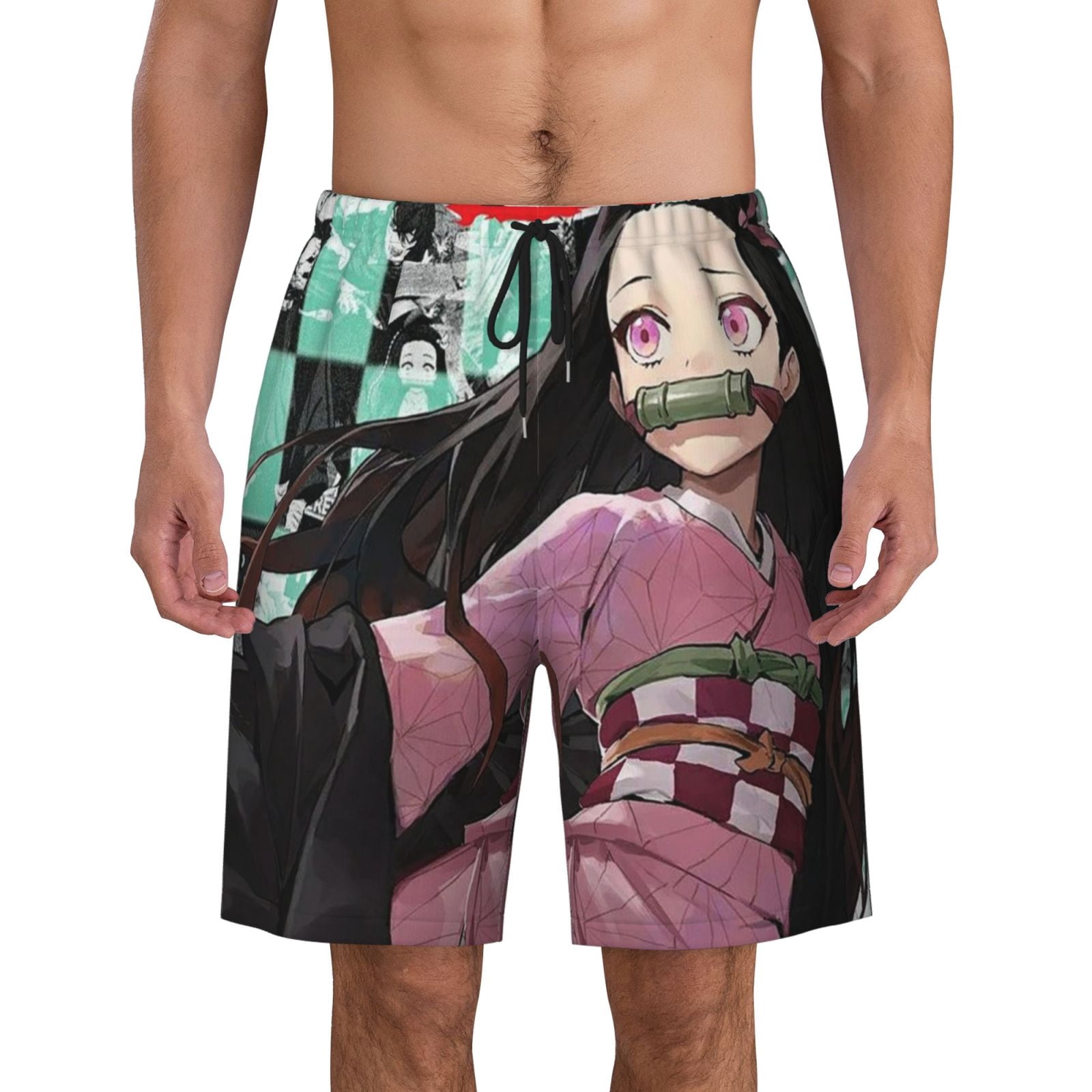 Demon Slayer Nezuko Kamado Mens Swim Trunks Quick Dry Board Shorts with ...