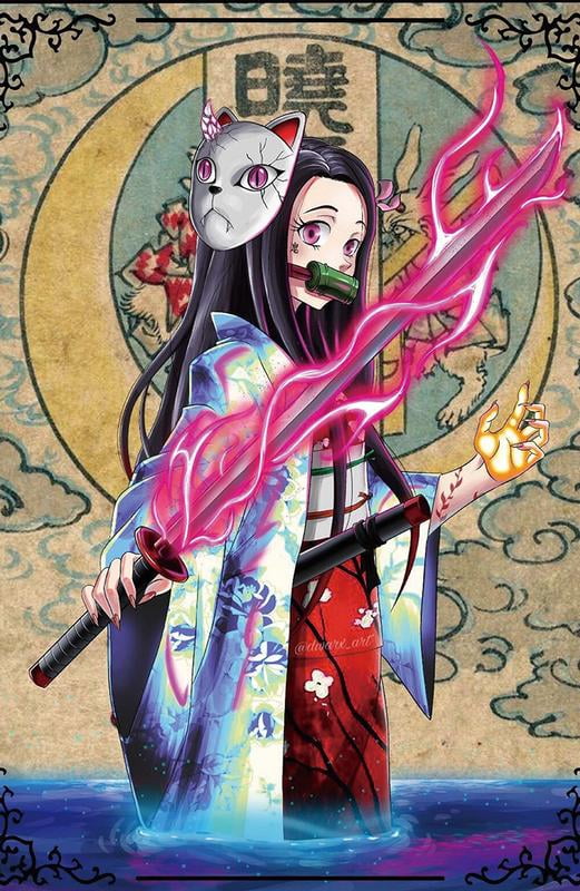 Demon Slayer Nezuko Kamado Poster 12x18inch 30x46cm, Frameless Wall Art ...