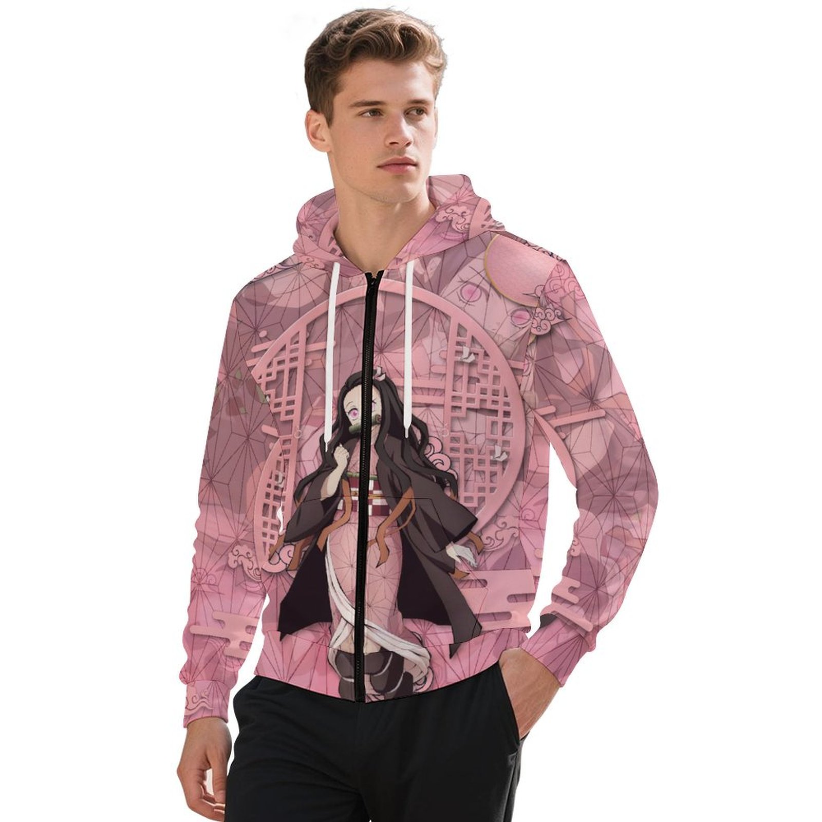 Demon Slayer Nezuko Kamado Zip Up Hoodie 3D Print Pullover Hooded Full ...