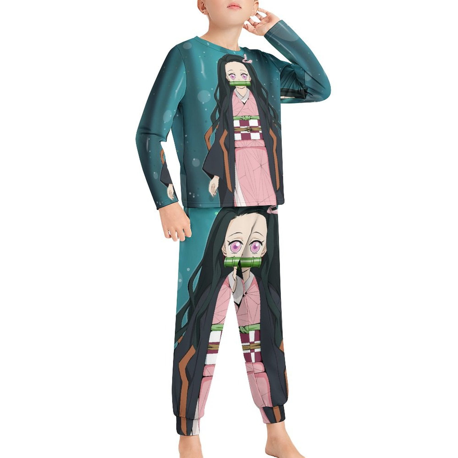 Demon Slayer Nezuko Ki-ds Pajamas 2 Piece Pjs Set Little Big Bo-ys Gi ...
