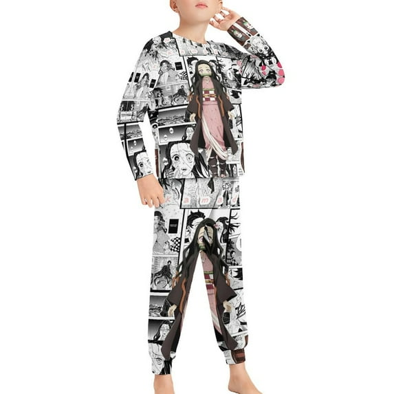 Demon Slayer Nezuko Ki-ds Pajamas 2 Piece Pjs Set Little Big Bo-ys Gi ...