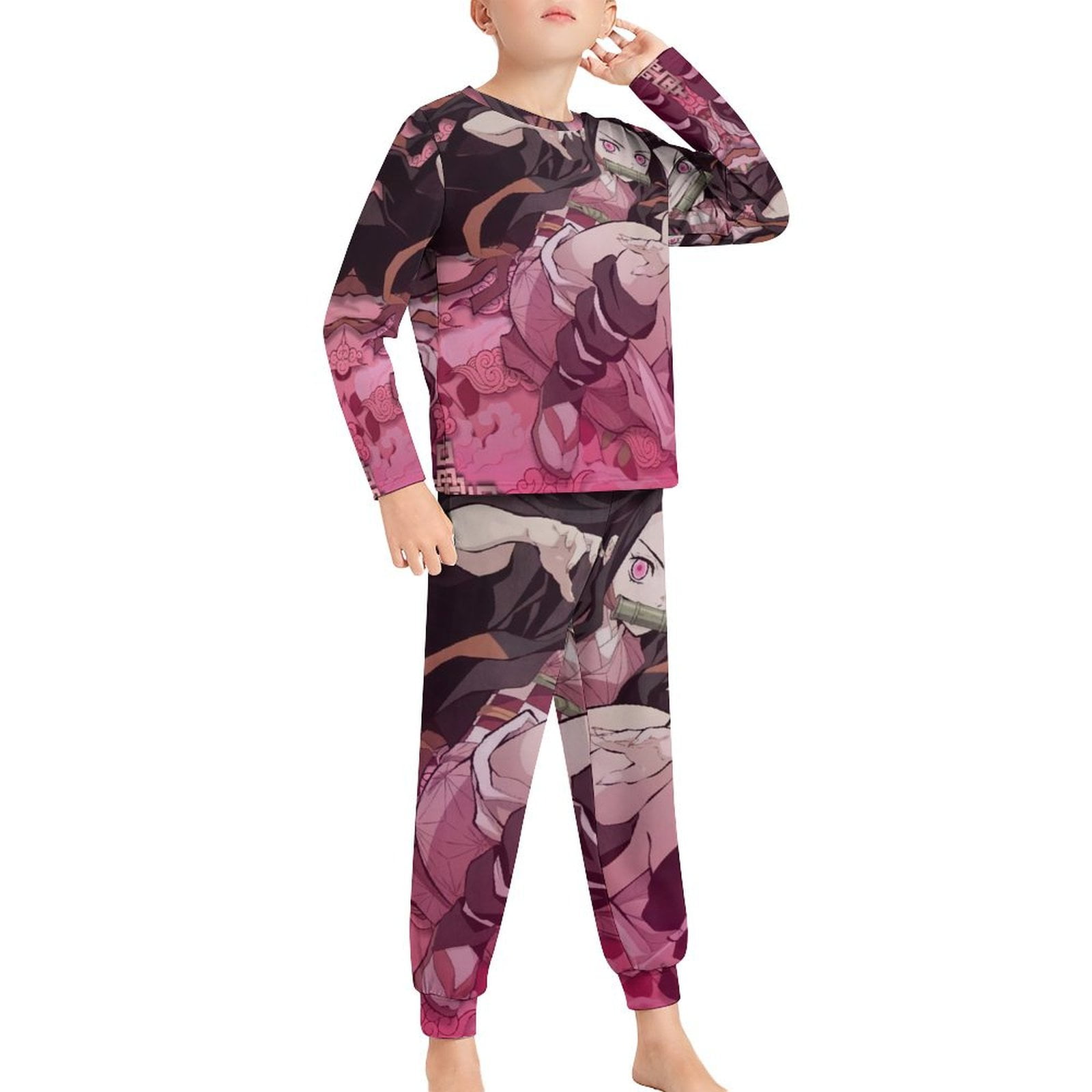 Demon Slayer Nezuko Ki-ds Pajamas 2 Piece Pjs Set Little Big Bo-ys Gi ...