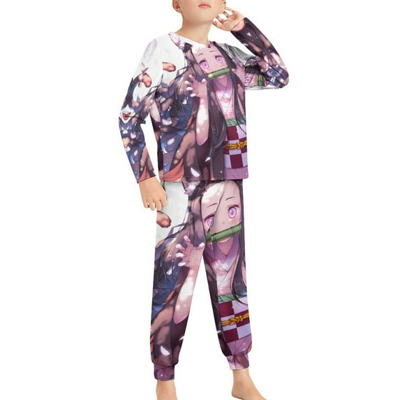 Demon Slayer Nezuko Ki-ds Pajamas 2 Piece Pjs Set Little Big Bo-ys Gi ...